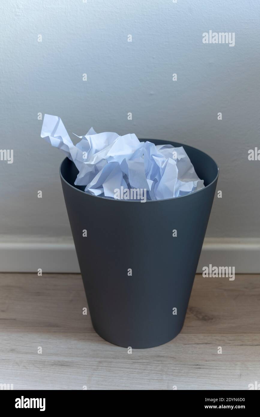 Paper trash. crumple paper falling to the recycling bin, Was thrown to ...