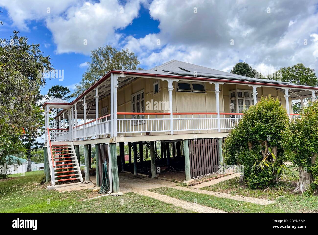 View of a beautiful queenslander residential property in the main ...
