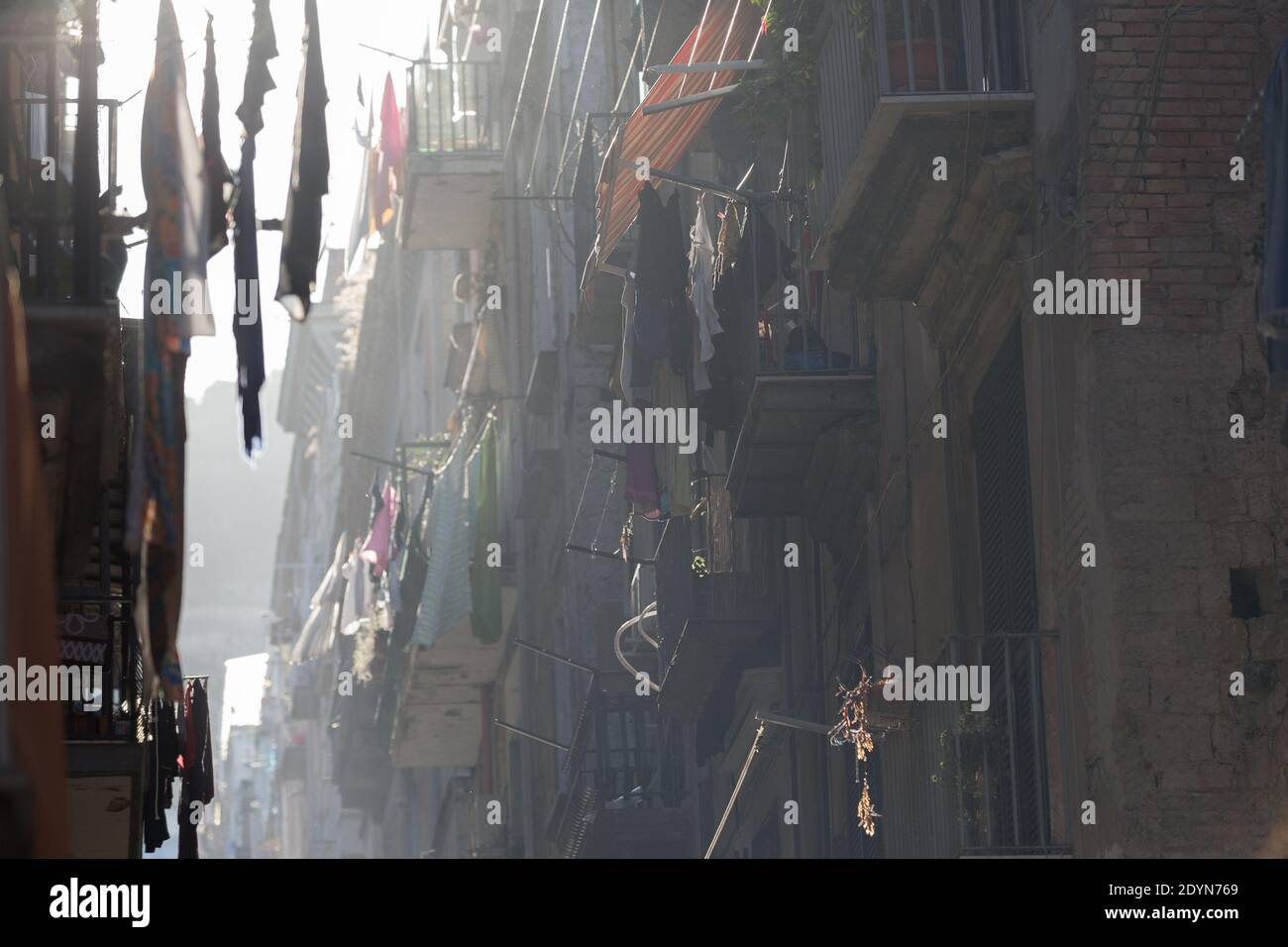 Naples, Italy Laundry hanging from windows and balconies in the ...