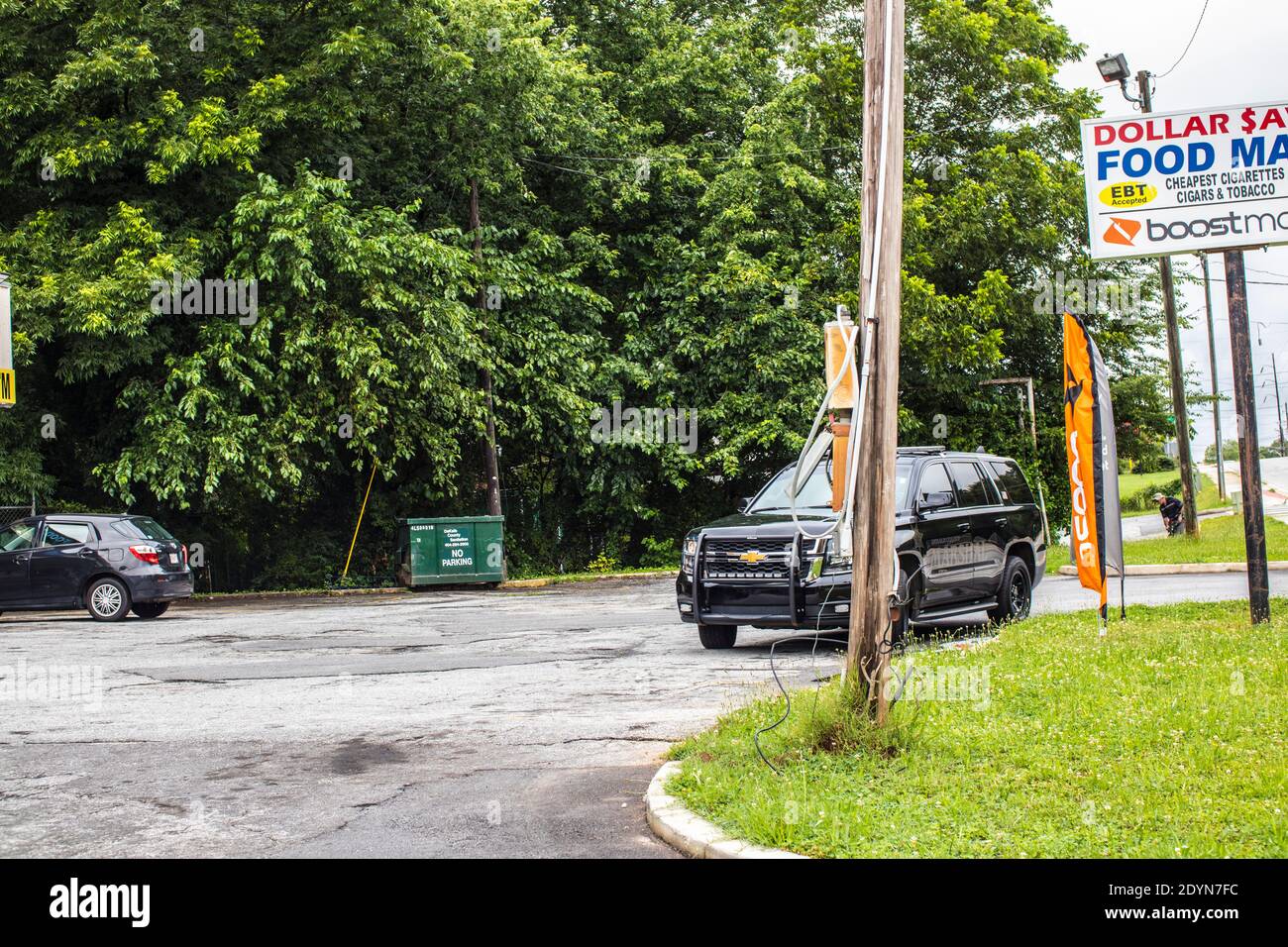 Decatur, Ga / USA - 07 07 20: View of a pole and Marshalls police SUV ...