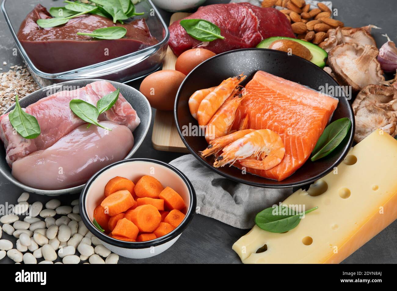 Healthy sources of zinc. Healthy eating and diet concept. Natural ...