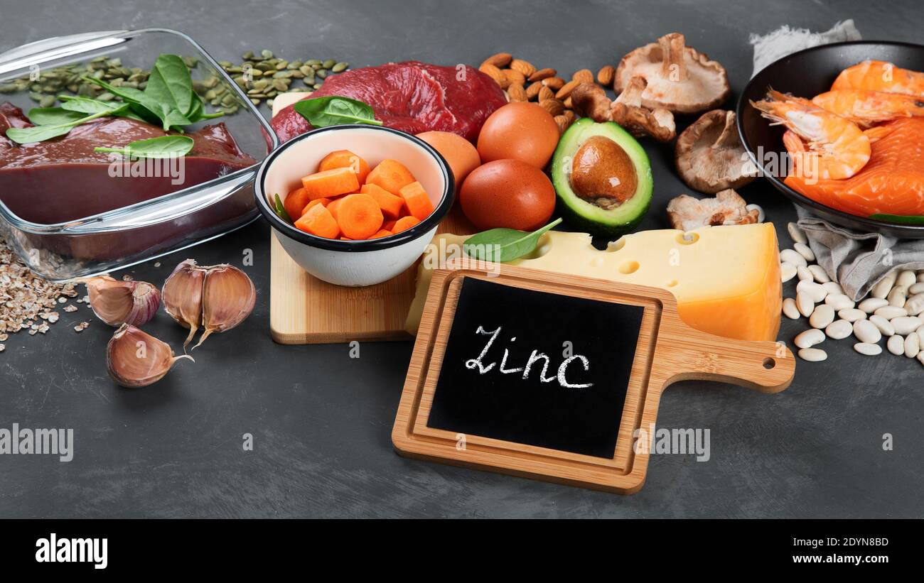 Healthy sources of zinc. Healthy eating and diet concept. Natural ...