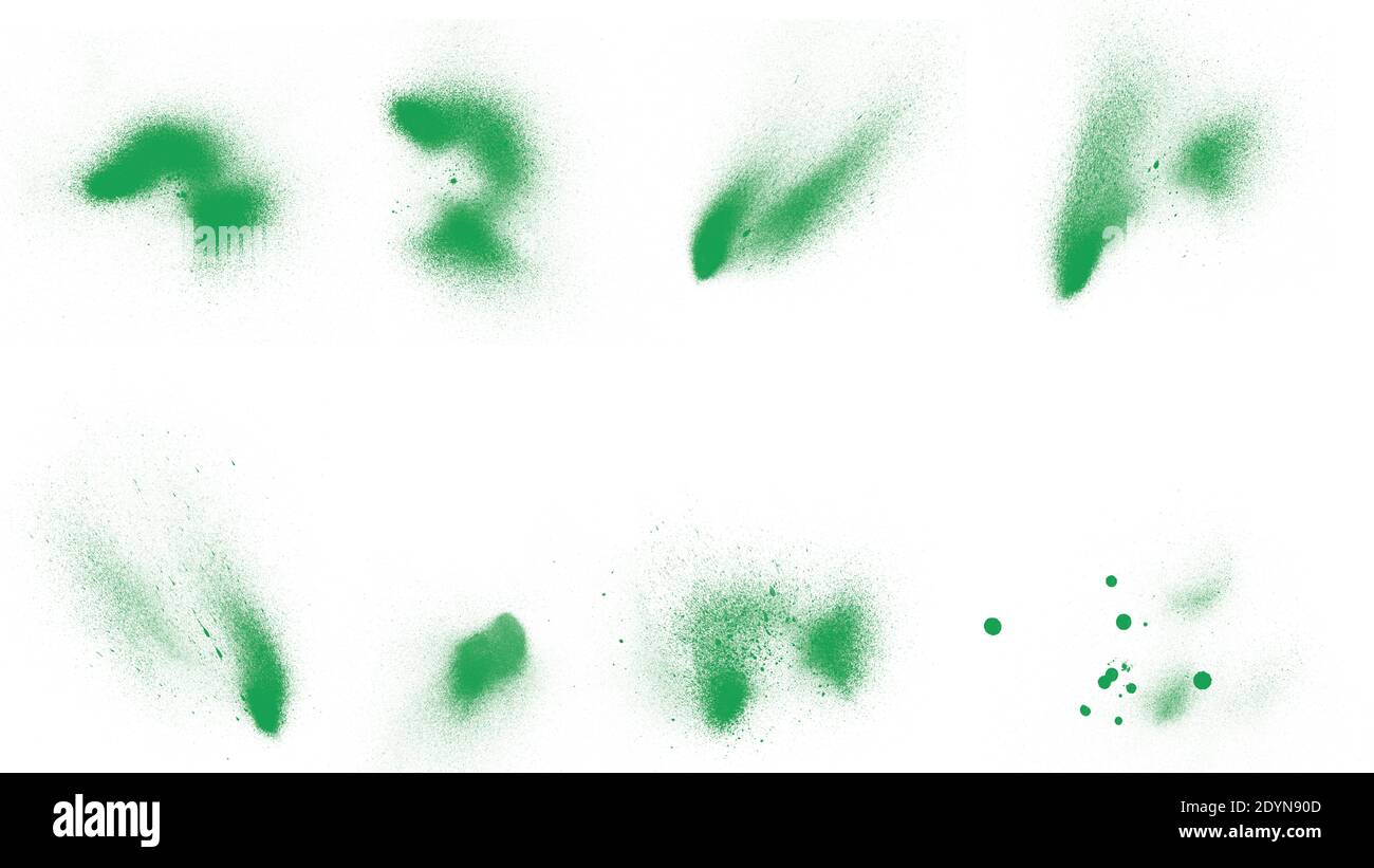 Beautiful abstract green powder splashes isolated on white background ...