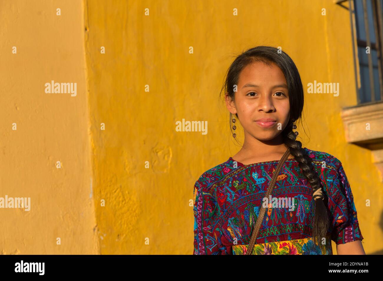 Antigua, Guatemala Portrait of indigenous girl Stock Photo - Alamy
