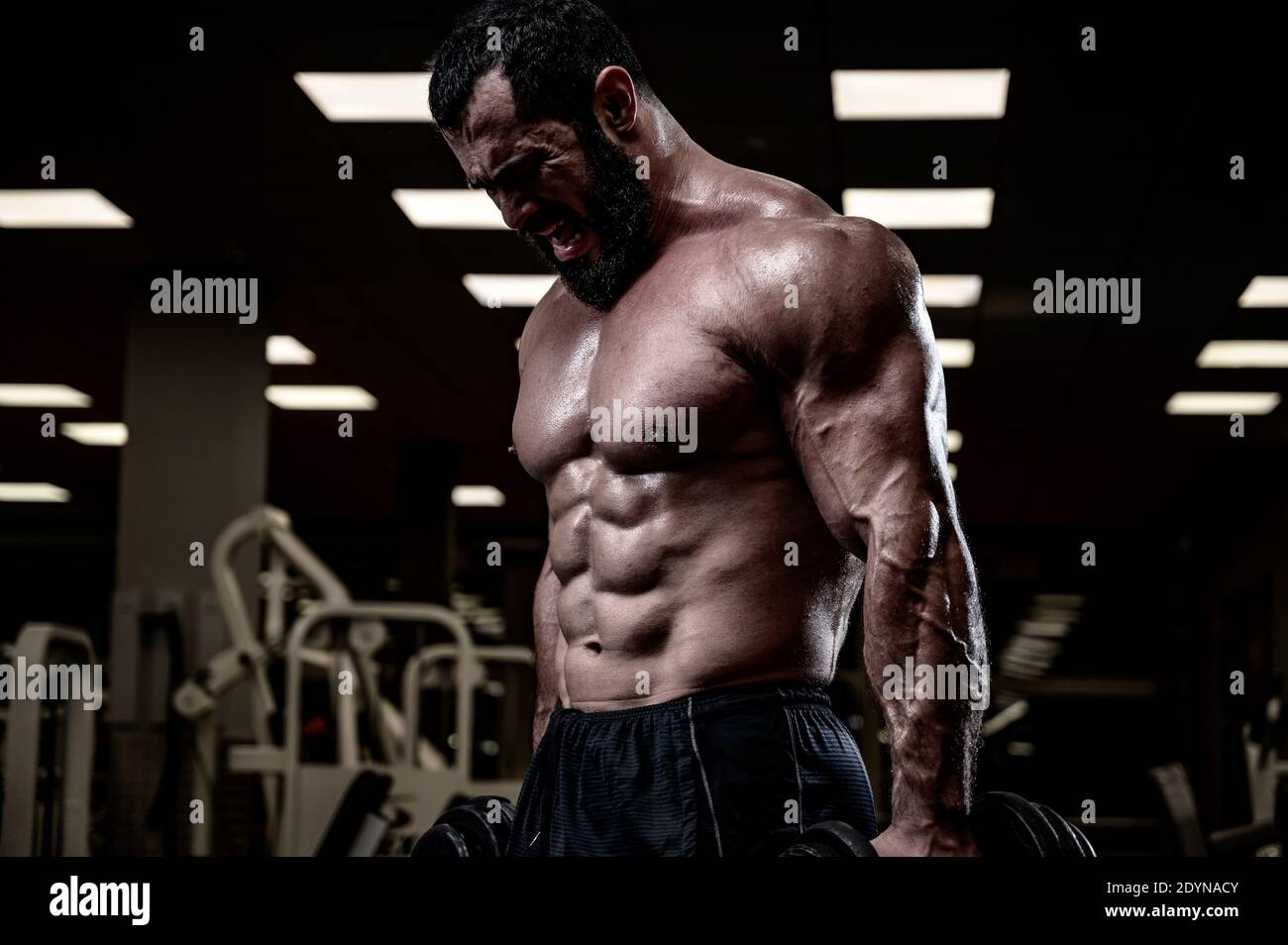 Heavy training bearded man hi-res stock photography and images - Alamy