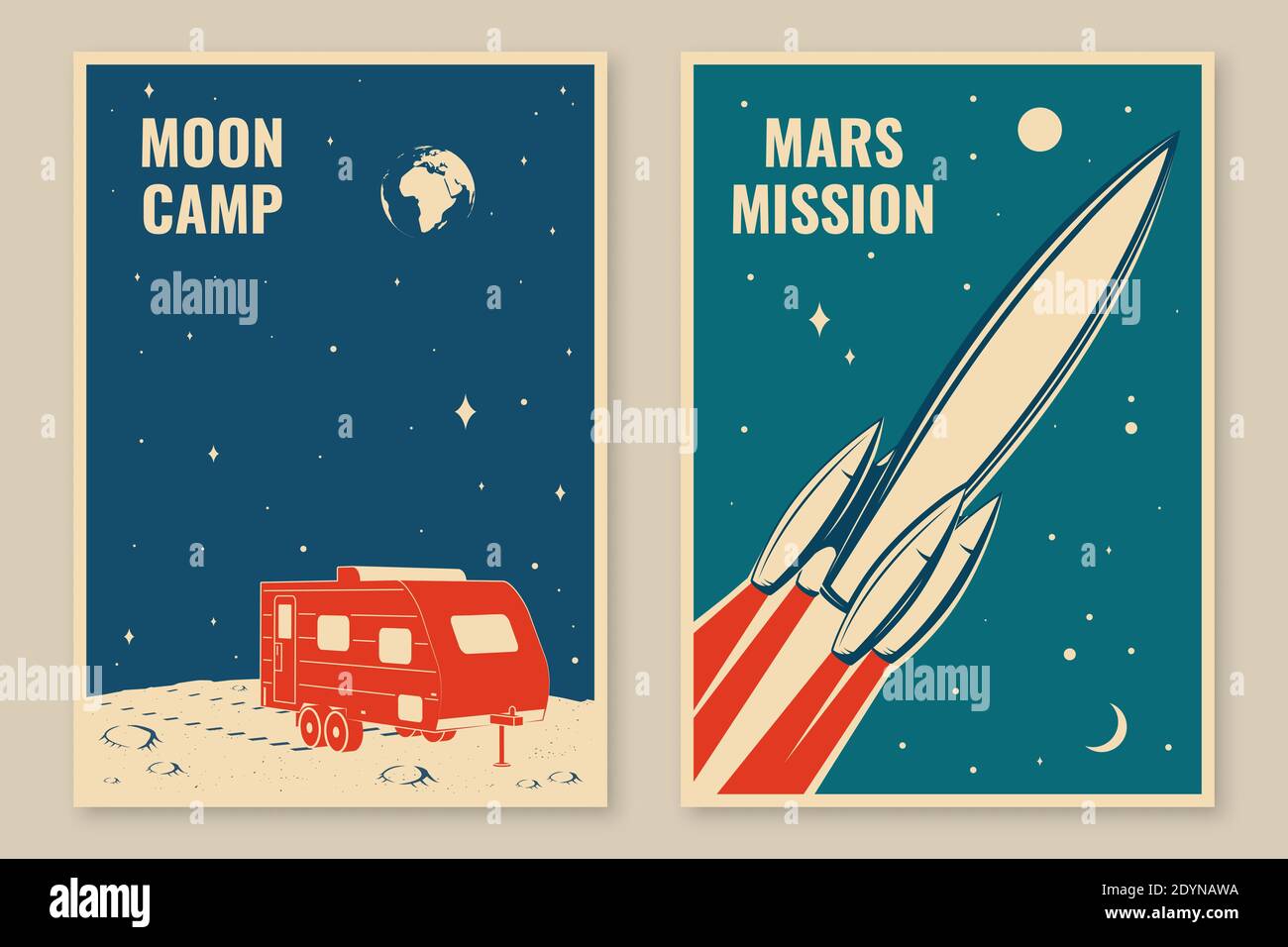 Mars mission posters, banners, flyers. Vector illustration. Concept for ...