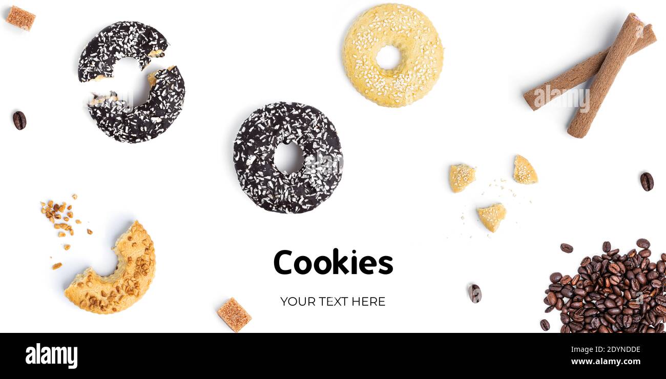 Cookies on a white background. Long header banner format. Panorama ...