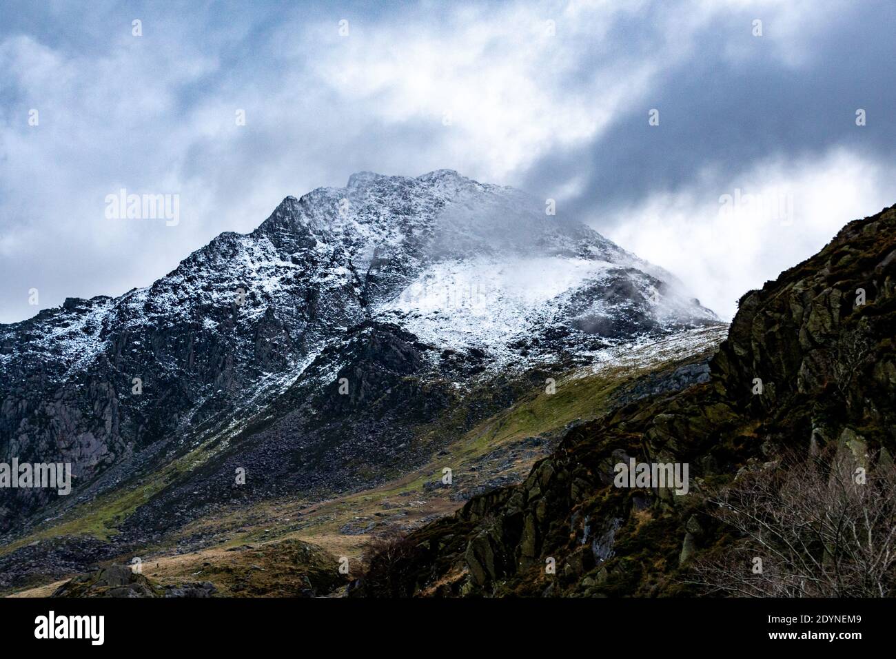 The mighty Tryfan mountain in Snowdonia National Park. This is a ...