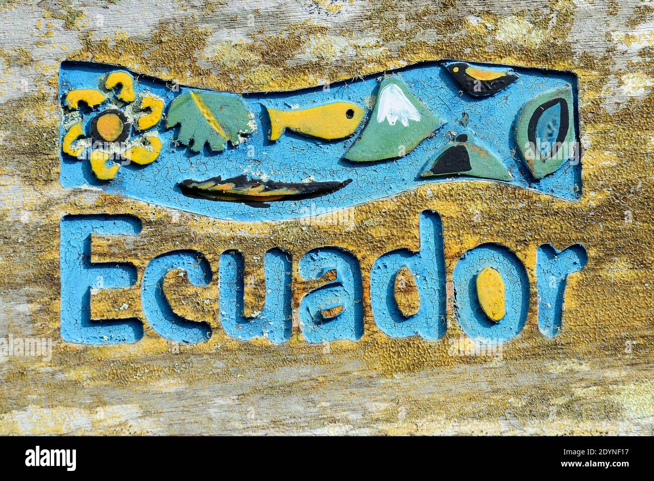 Wooden sign Ecuador, Floreana Island, Galapagos, Ecuador Stock Photo ...