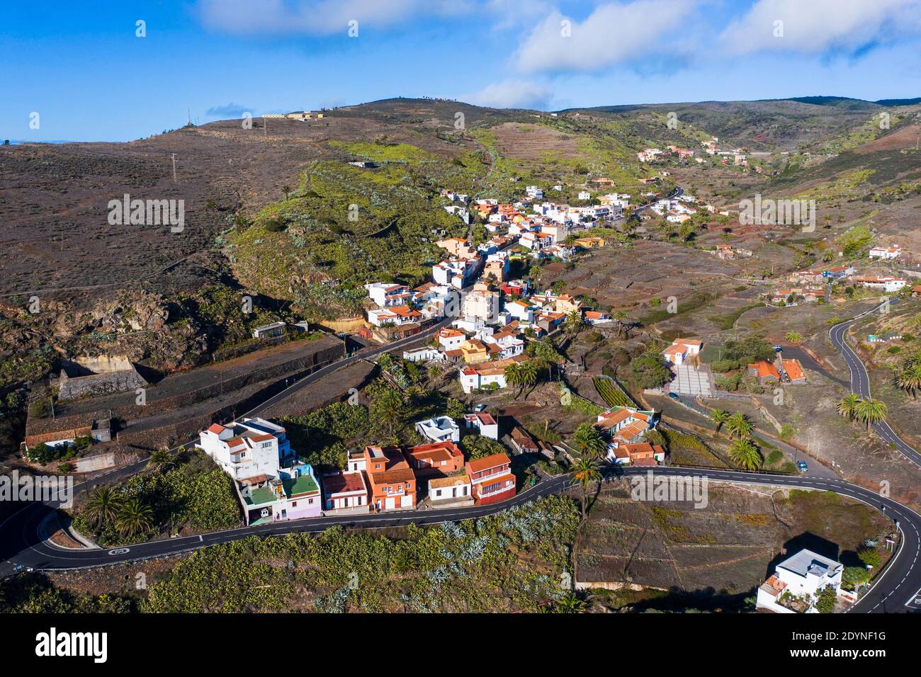 Village Arure, Valle Gran Rey, drone image, La Gomera, Canary Islands ...