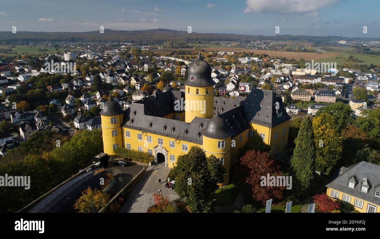 Aerial view, city view with baroque castle and surroundings, Montabaur ...