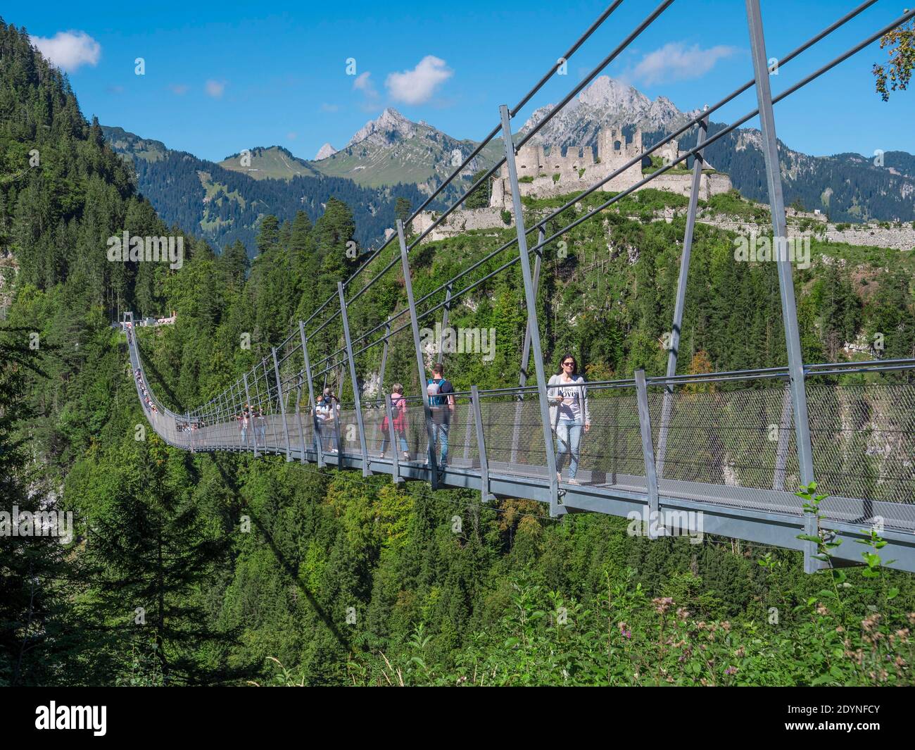 Pedestrian suspension bridge highline179, Reutte, Tyrol, Austria Stock ...