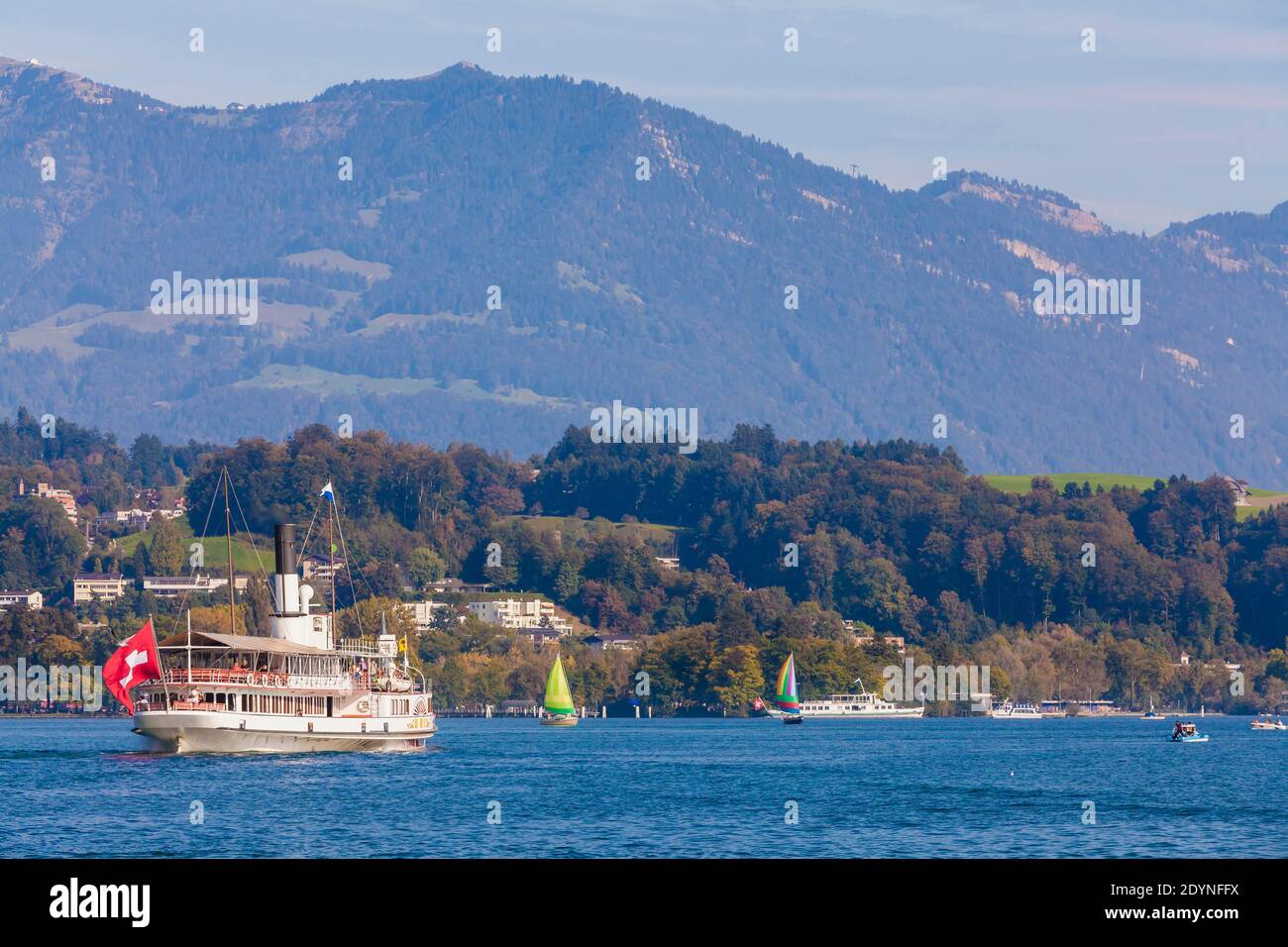 Paddle steamer Uri on Lake Lucerne, Lucerne, Canton Lucerne ...