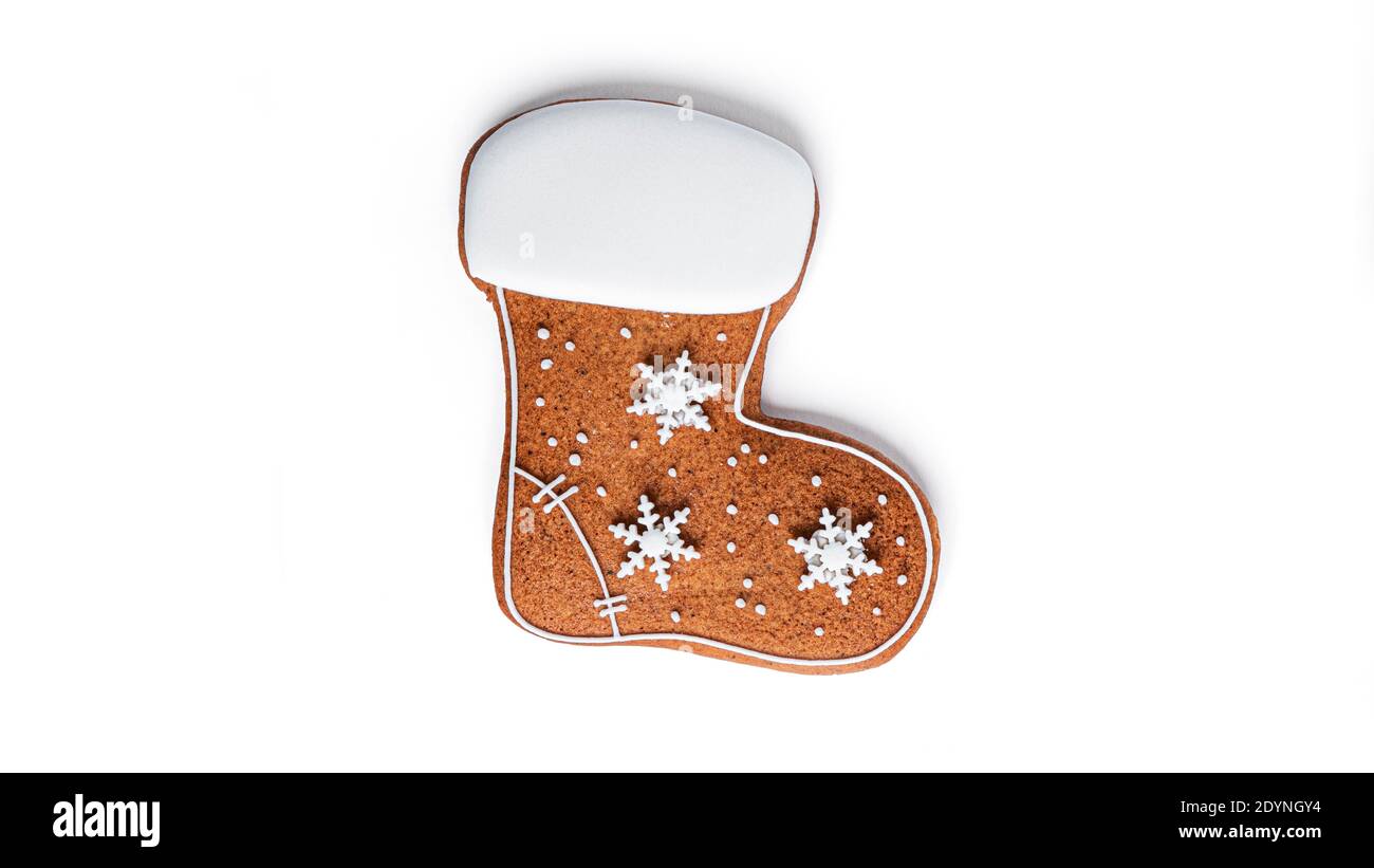 Gingerbread in the shape of a boot on a white background. High quality ...