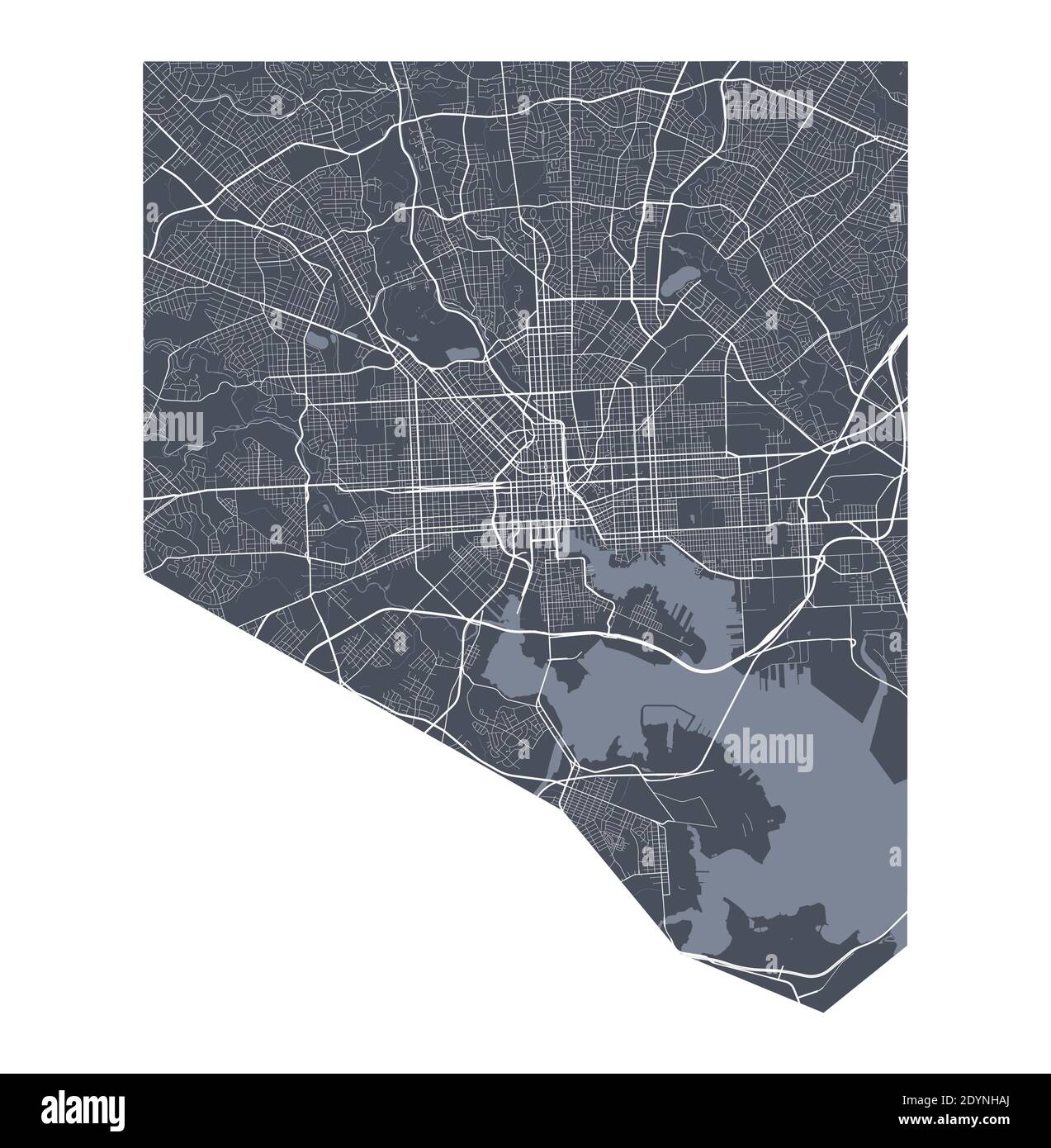 Baltimore map. Detailed vector map of Baltimore city administrative ...
