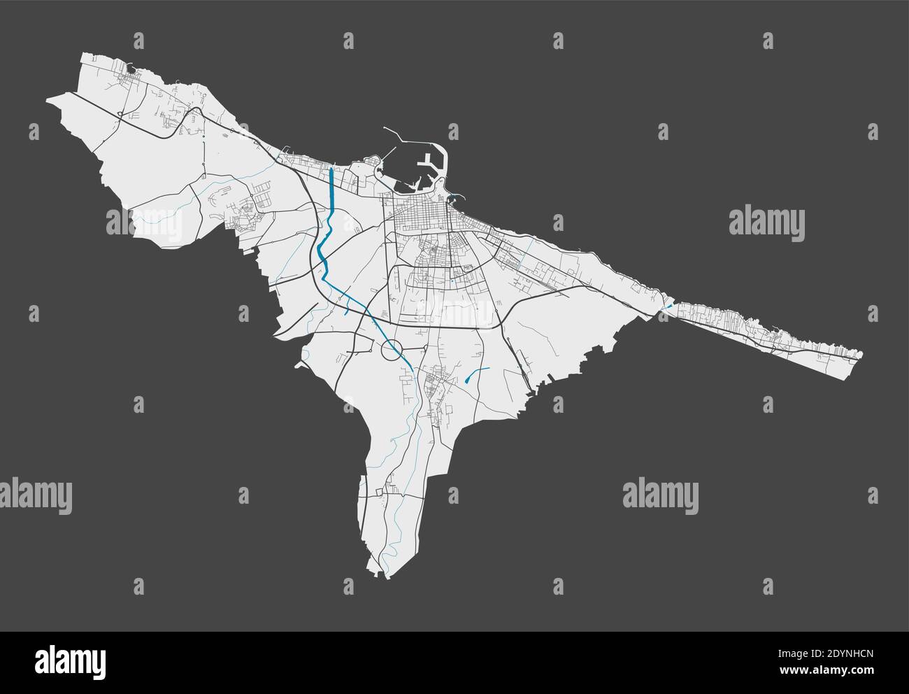 Bari map. Detailed map of Bari city administrative area. Cityscape ...