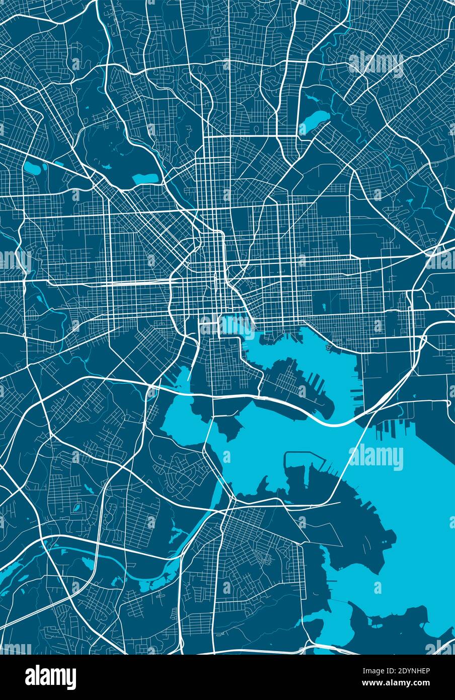 Vector map of Baltimore. Street map poster illustration. Baltimore map ...