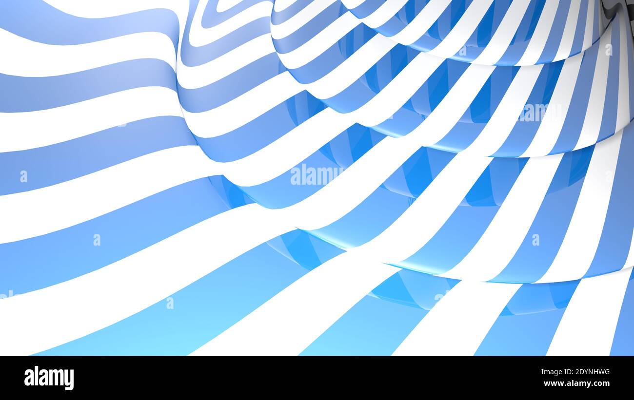 Abstract background with waving blue and white stripes - 3D rendering illustration Stock Photo ...