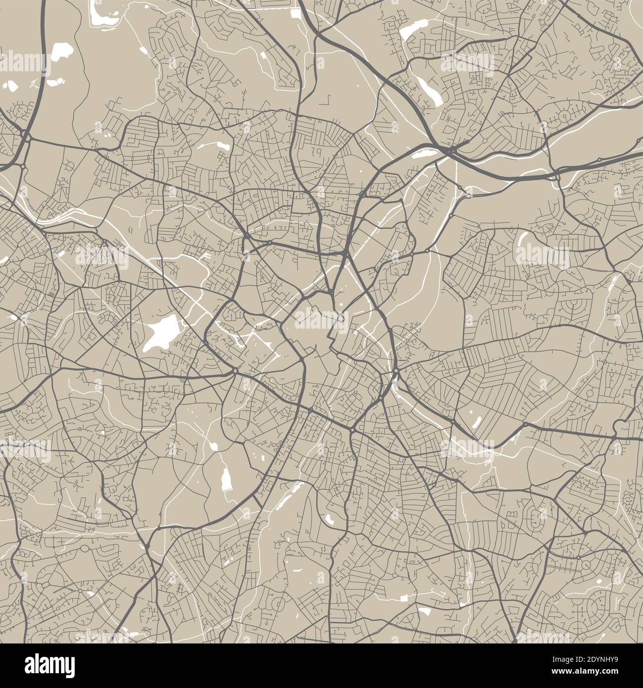Detailed map of Birmingham city administrative area. Royalty free ...