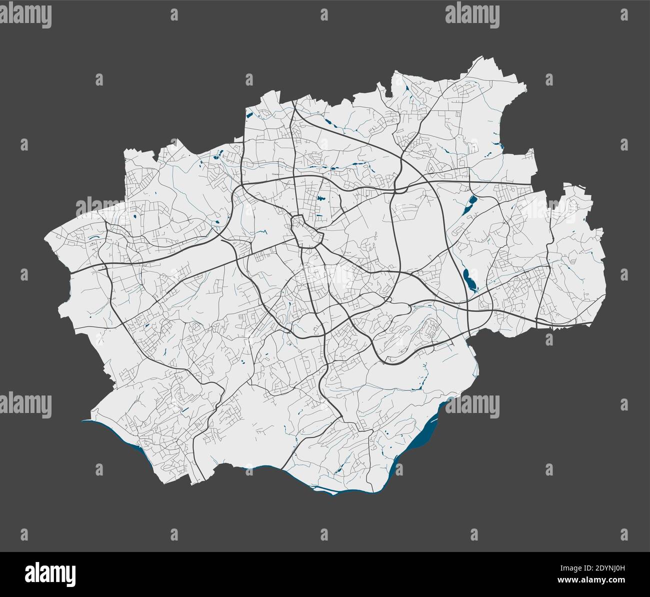 Bochum map. Detailed map of Bochum city administrative area. Cityscape ...