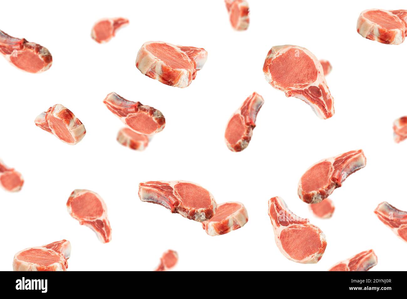 Raw steak on a white background. Flying steak. High quality photo Stock ...