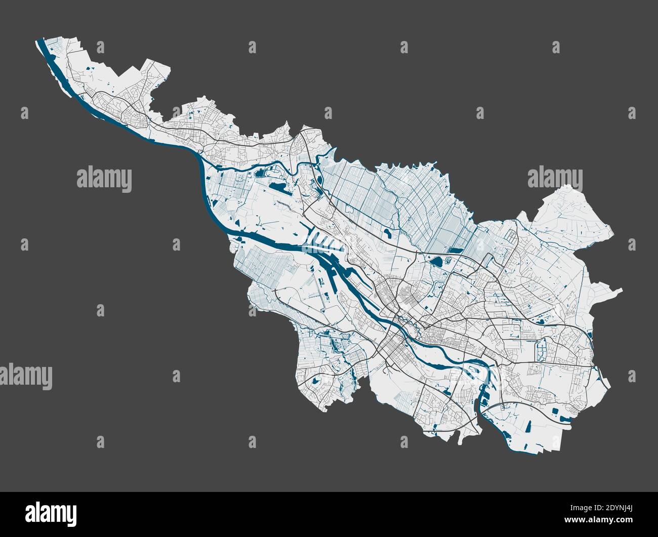 Bremen map. Detailed map of Bremen city administrative area. Cityscape ...