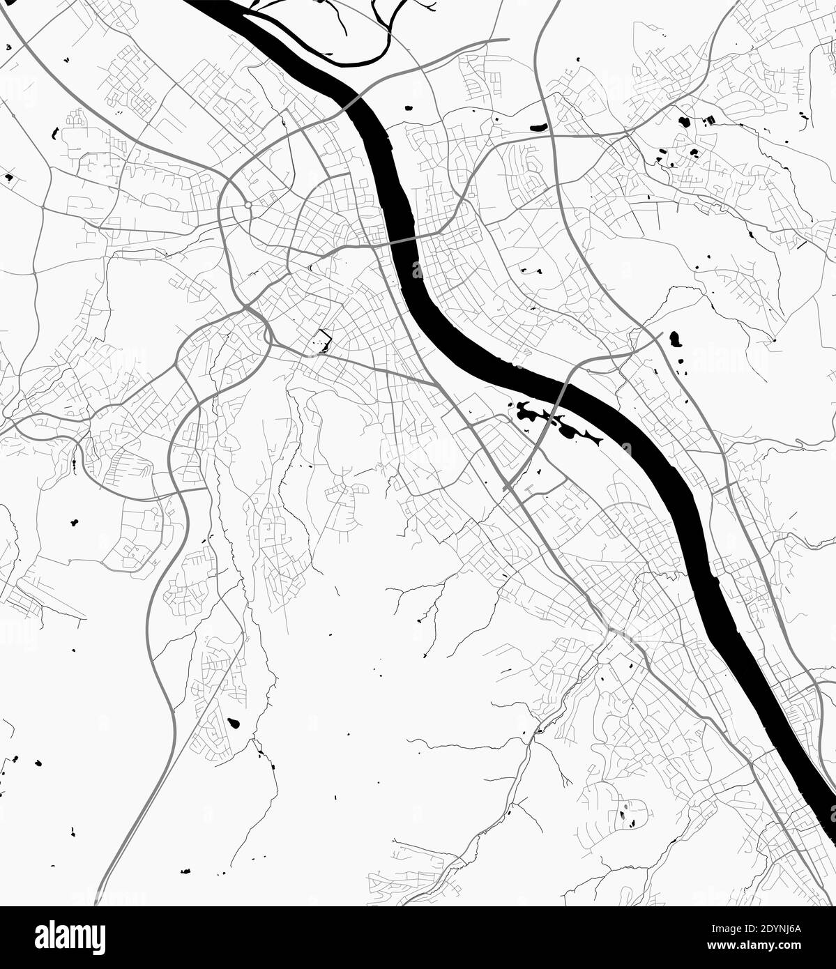 Urban city map of Bonn. Vector illustration, Bonn map grayscale art ...