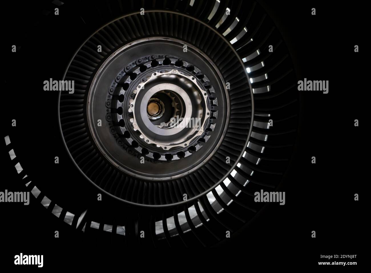 Details of the turboprop engine. Airplane propeller. Turbine mechanism ...