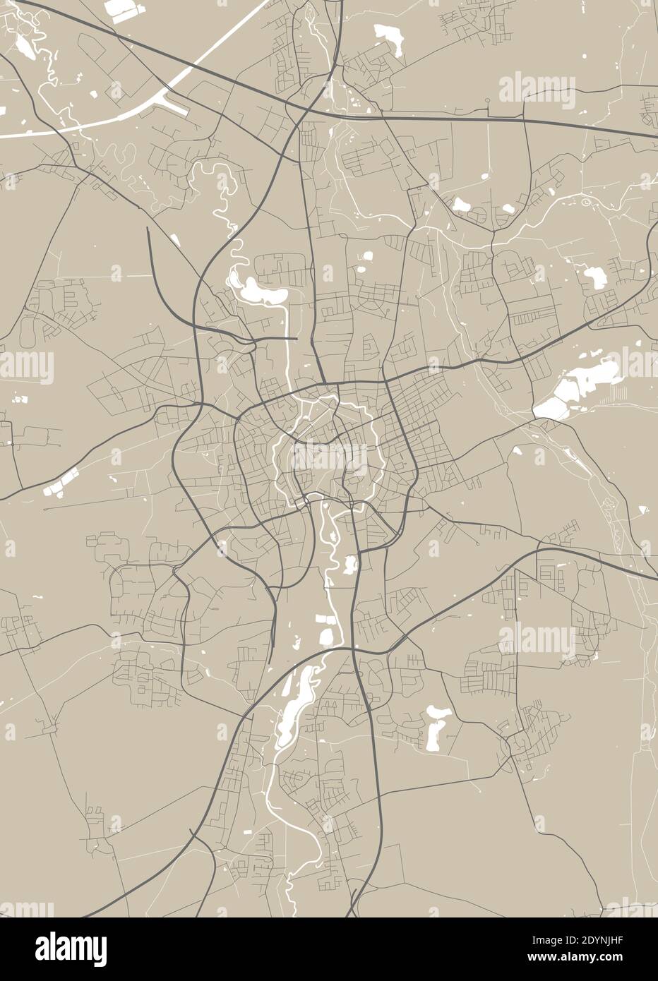 Detailed map of Braunschweig city administrative area. Royalty free ...