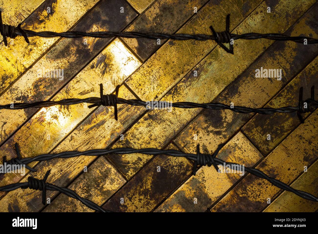 Textured grunge copper background with barbed wire Stock Photo - Alamy