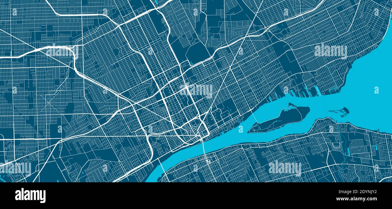 Detailed map of Detroit city administrative area. Royalty free vector ...