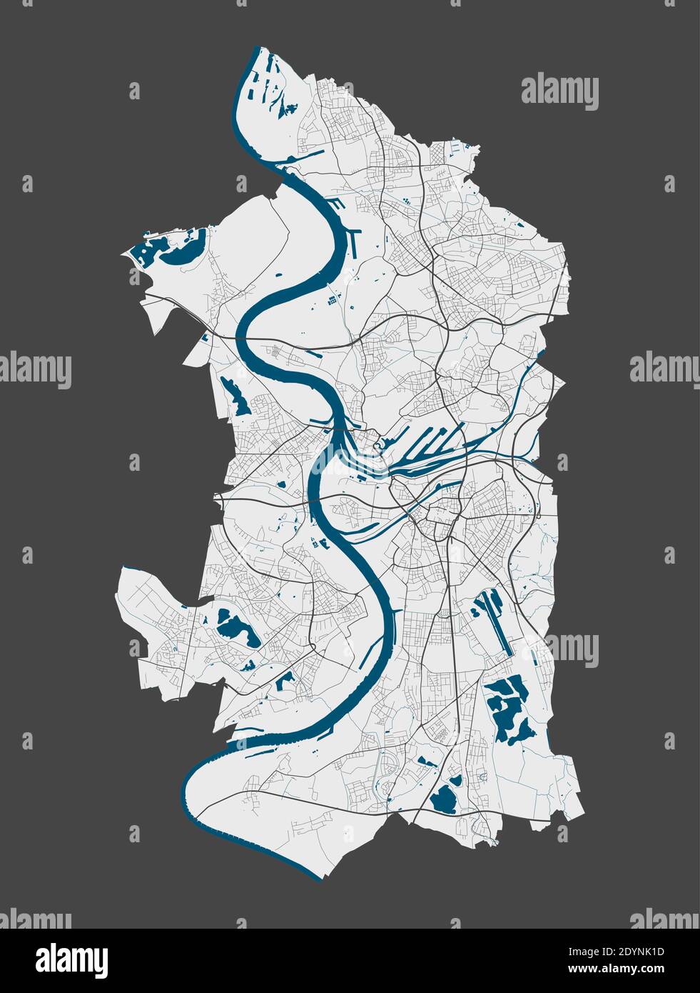 Duisburg map. Detailed map of Duisburg city administrative area ...