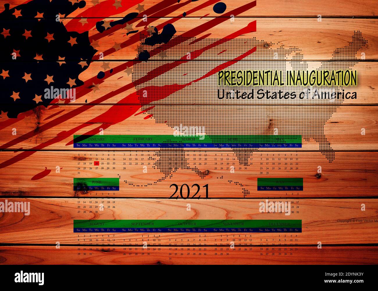 Presidential Inauguration, flag and map of the United States of America ...