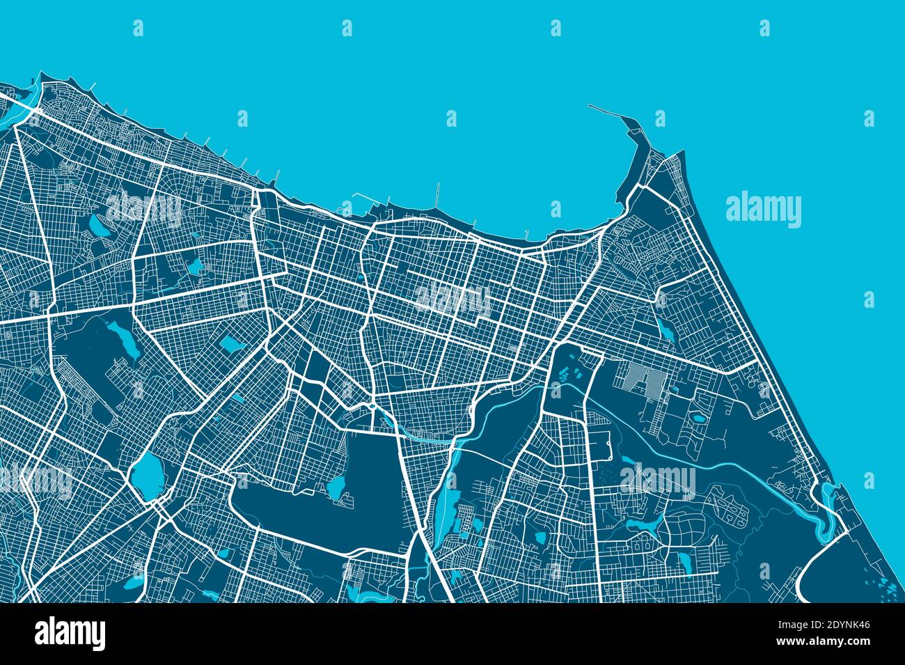 Detailed map of Fortaleza city administrative area. Royalty free vector ...