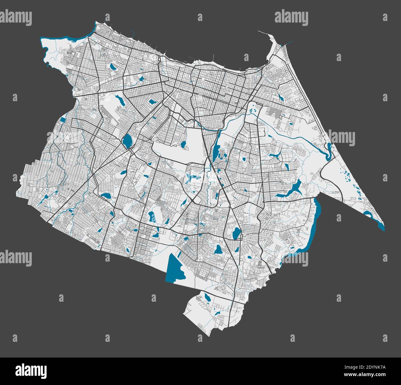 Fortaleza map. Detailed map of Fortaleza city administrative area ...