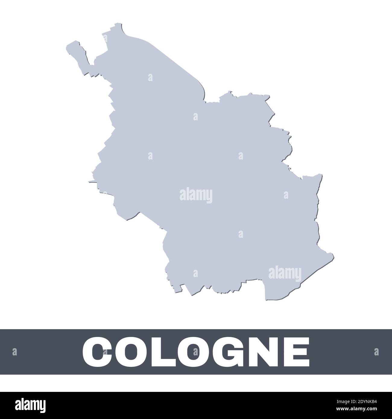 Cologne outline map. Vector map of Cologne city area within its borders ...