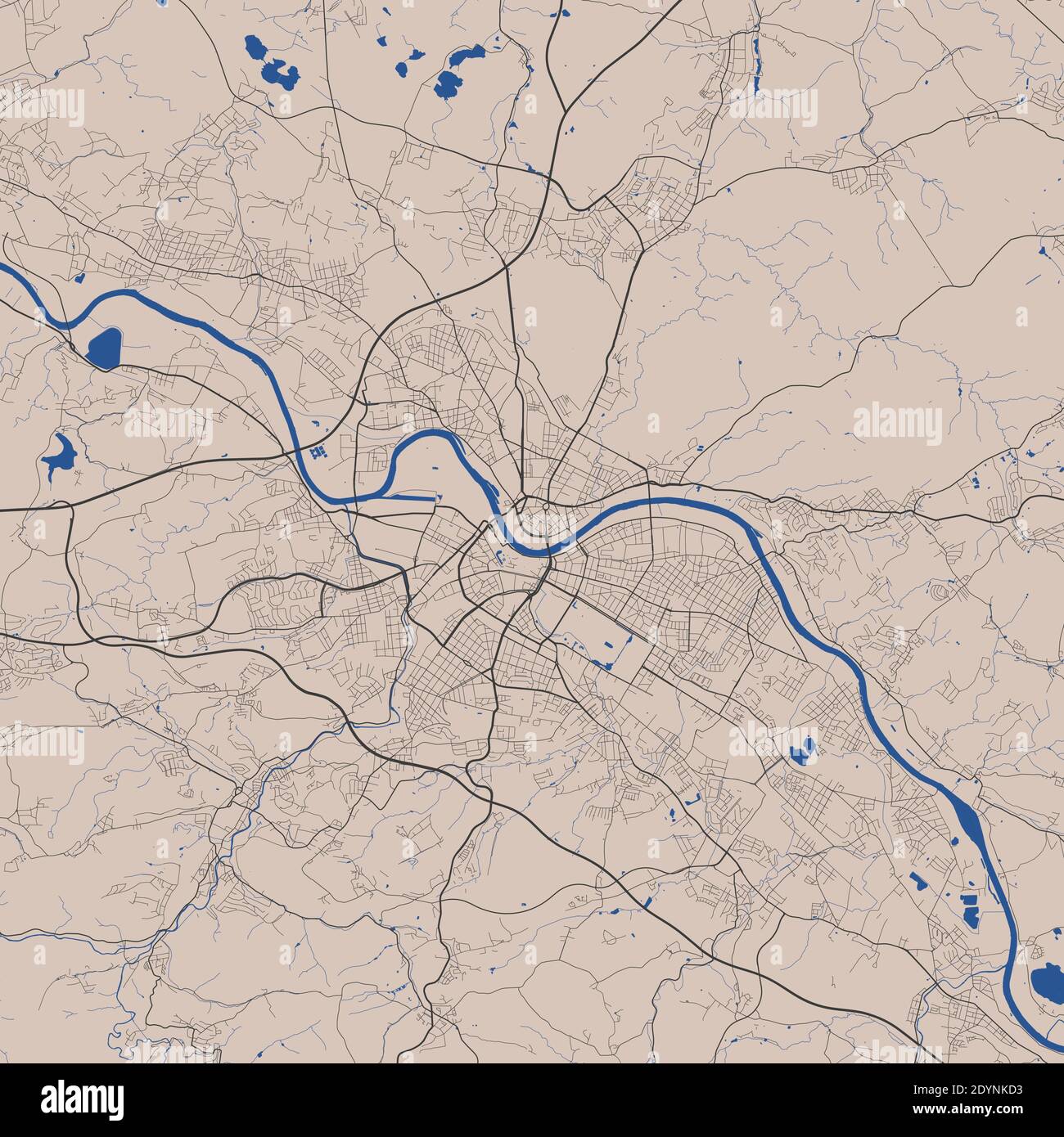 Detailed map of Dresden city administrative area. Royalty free vector ...