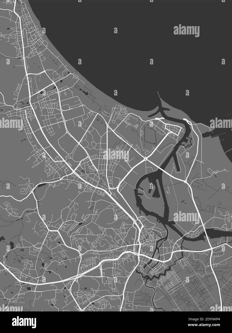 Urban city map of Gdansk. Vector illustration, Gdansk map grayscale art ...