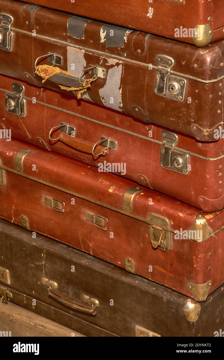 stack of old retro suitcases Stock Photo - Alamy