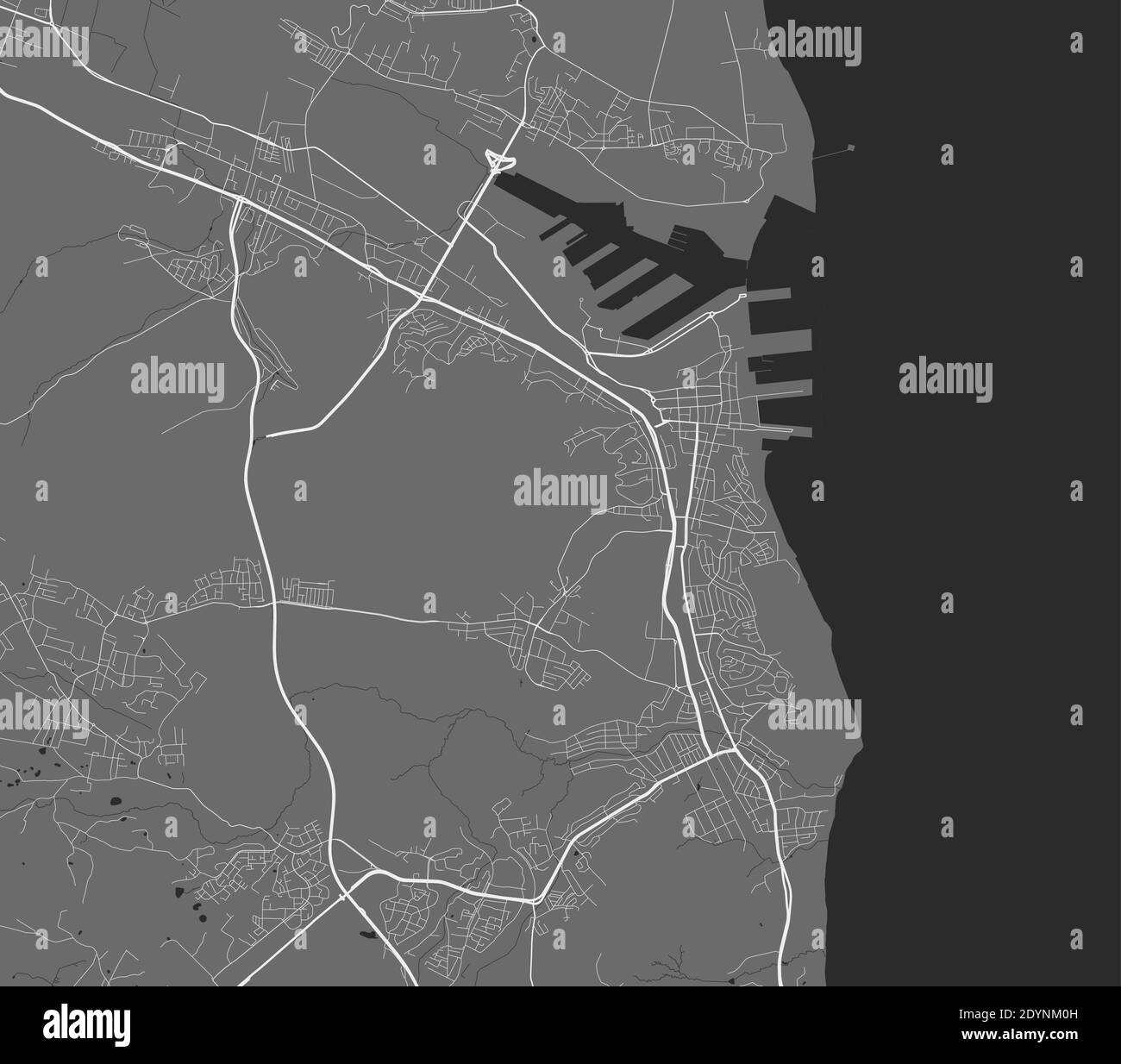 Urban city map of Gdynia. Vector illustration, Gdynia map grayscale art ...