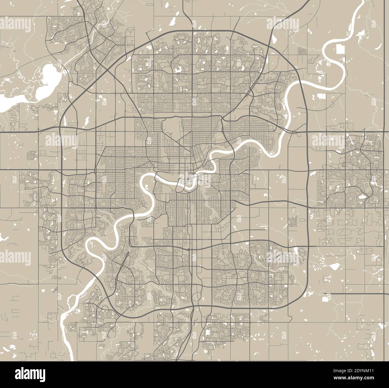 Detailed map of Edmonton city administrative area. Royalty free vector ...