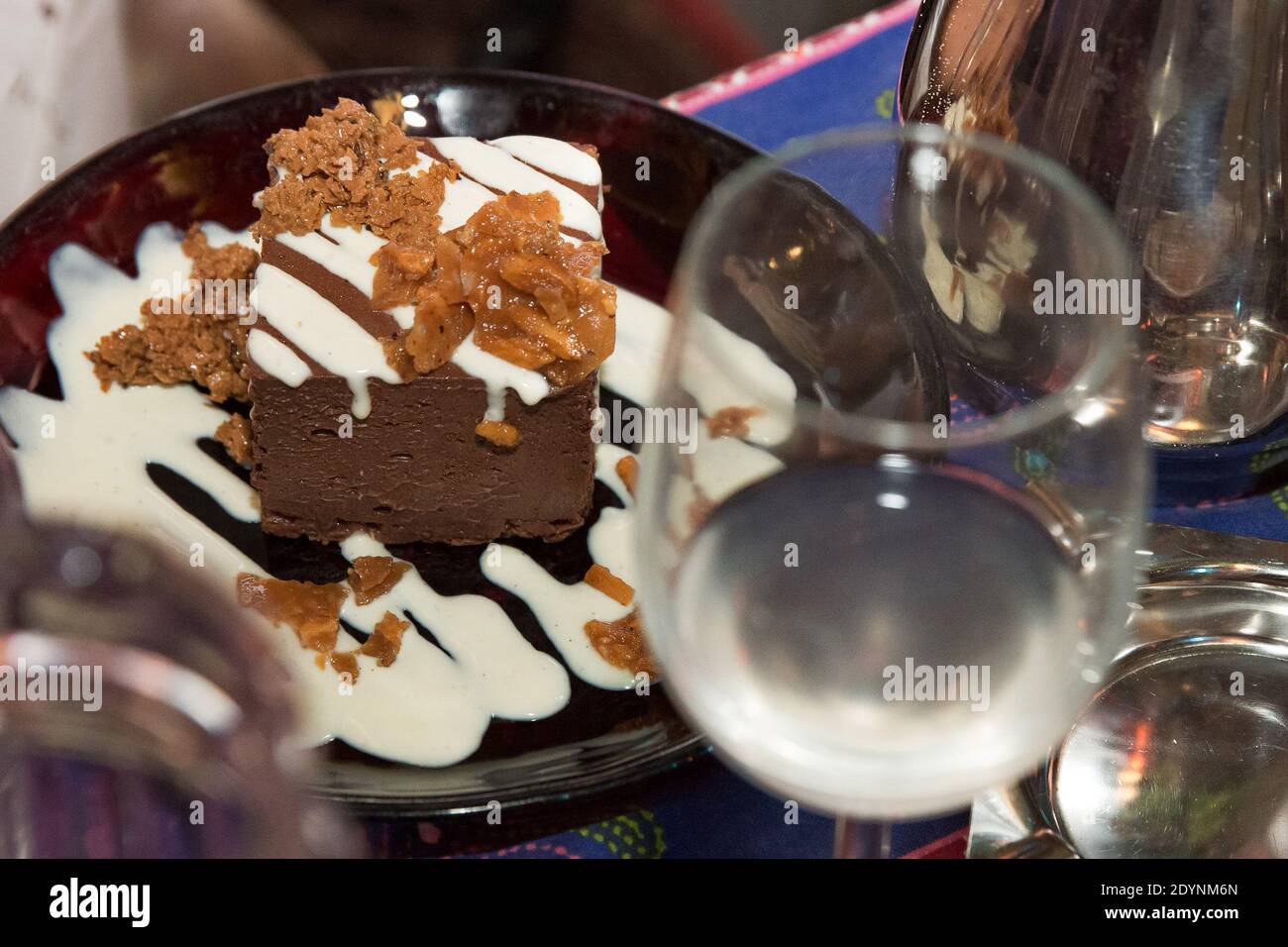 Chocolate mousse on Buffet table Stock Photo - Alamy