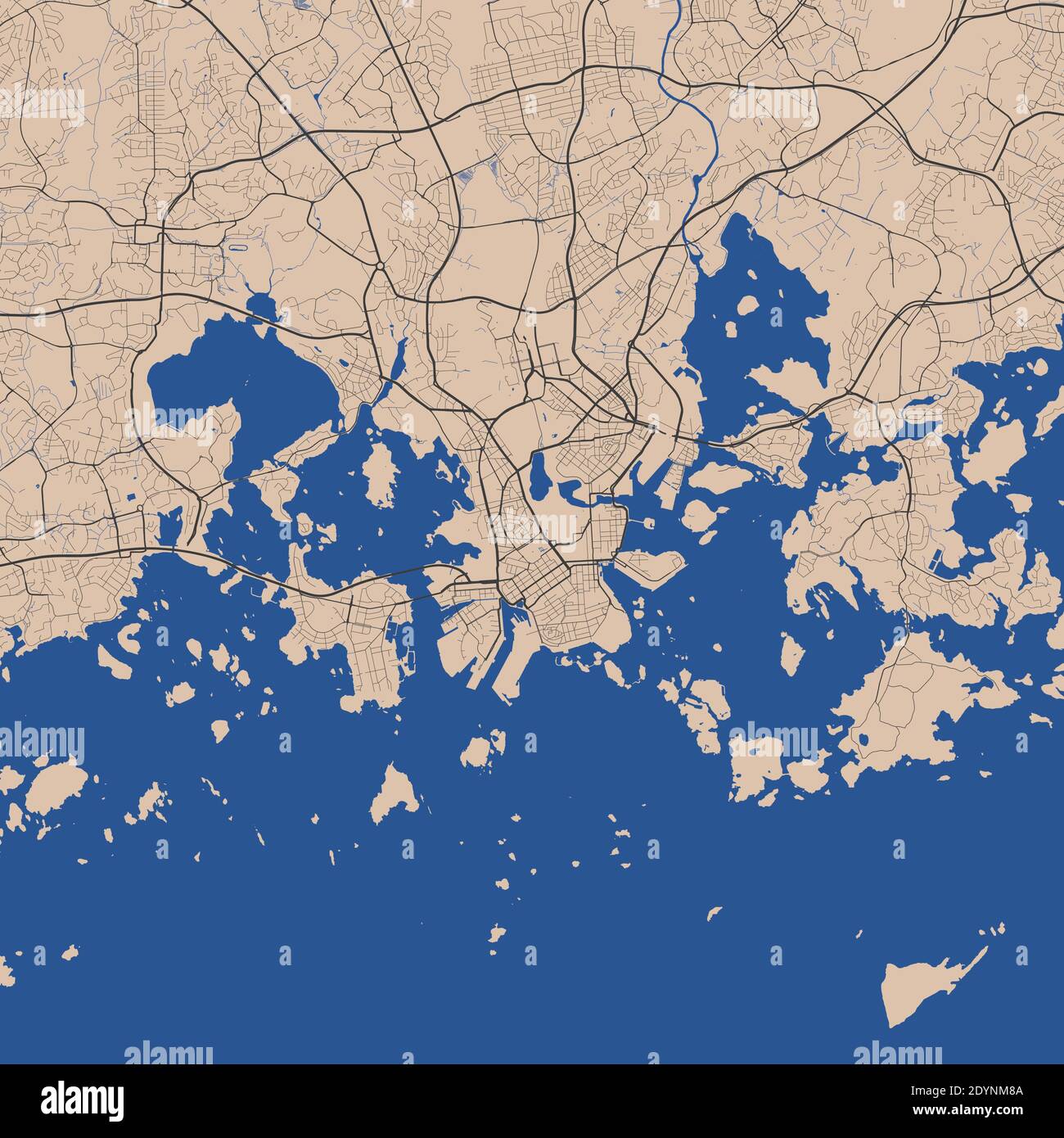 Helsinki city map poster. Map of Helsinki street map poster. Helsinki ...