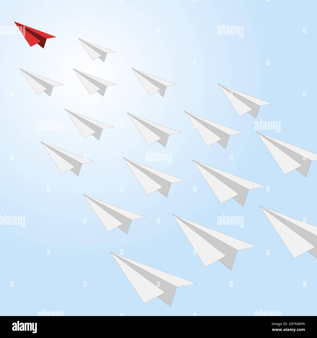 Business leader aiming forward, red paper plane boss. Business follow ...