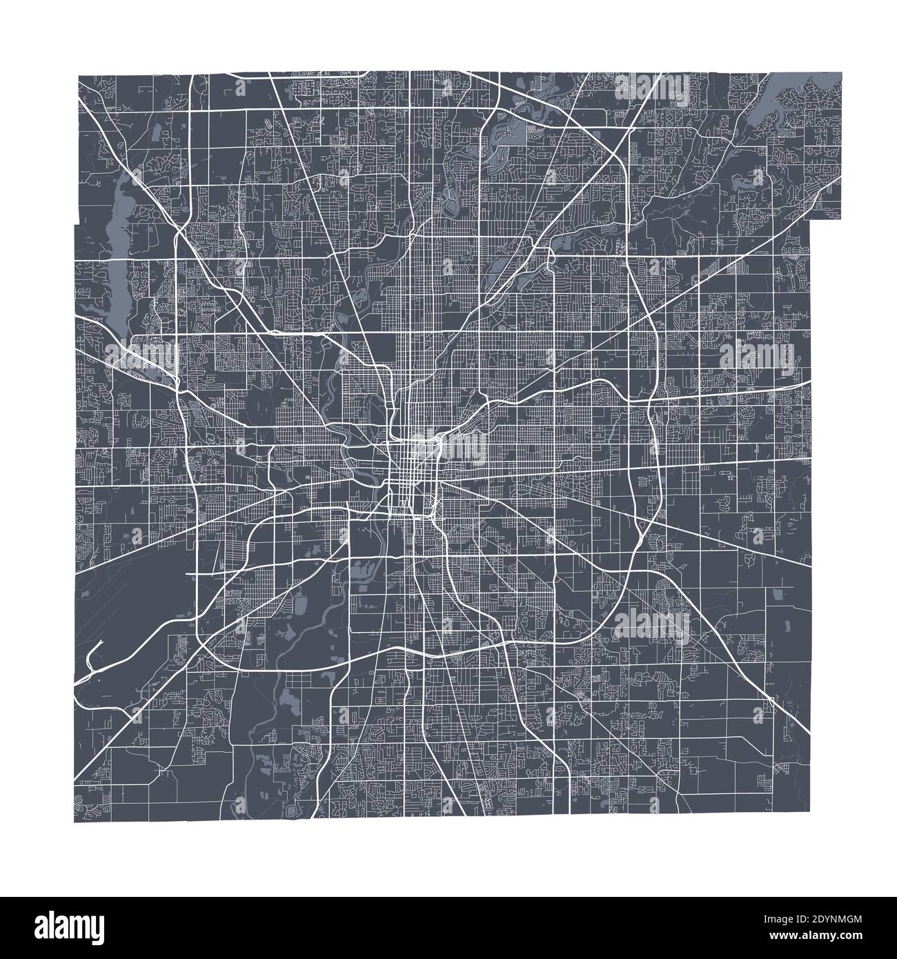 Indianapolis map. Detailed vector map of Indianapolis city ...