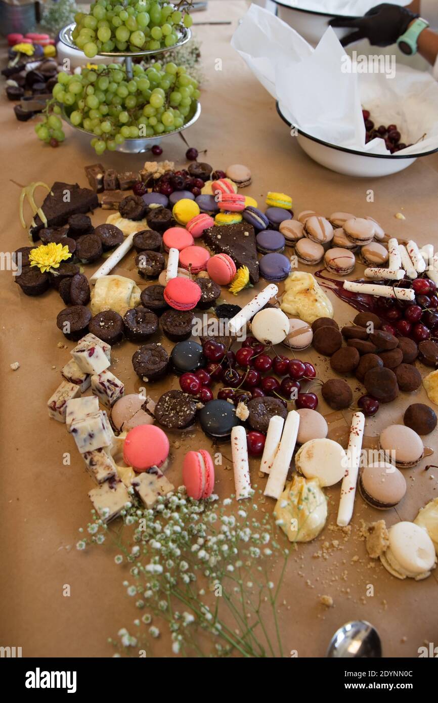Assortment of desserts on a buffet table Stock Photo - Alamy