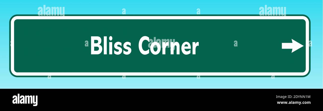 A graphic illlustration of an American road sign pointing to Bliss ...