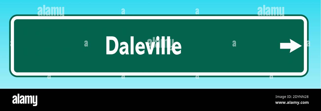 A graphic illlustration of an American road sign pointing to Daleville ...