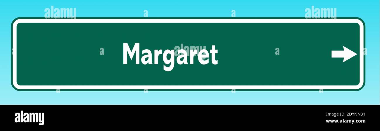 A graphic illlustration of an American road sign pointing to Margaret ...