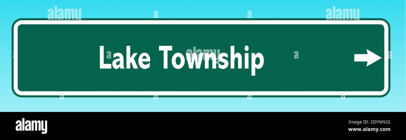 A graphic illlustration of an American road sign pointing to Lake ...